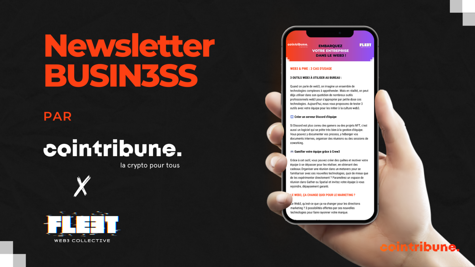 Crypto B2B : La newsletter BUSIN3SS qui vous fait découvrir le Web3